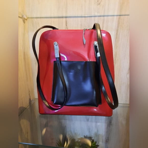 Beijo | Bags | Beijo Dark Red And Black Backpack Purse Handbag Pocket ...